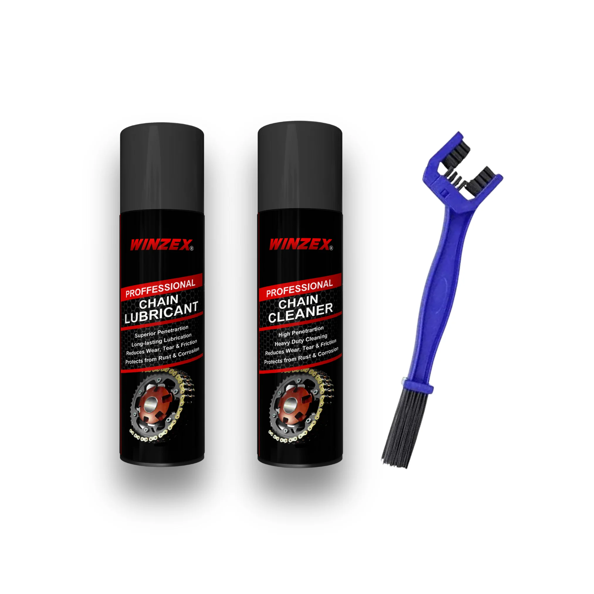 Winzex Combo Chain Cleaner and Chain Lubricant with Brush (220ml) - Winzex